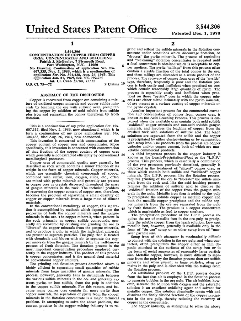 Conc of Cu from Cu ore | PDF