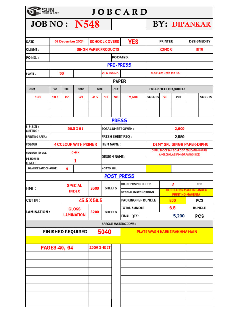 N548 - Singh Paper Products | PDF | Industrial Processes | Office Work