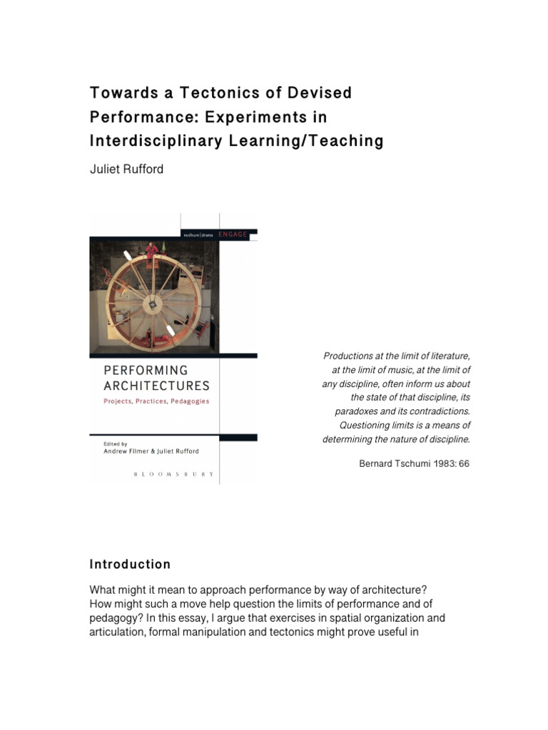 Towards A Tectonics of Devised Performan | PDF | Interdisciplinarity ...