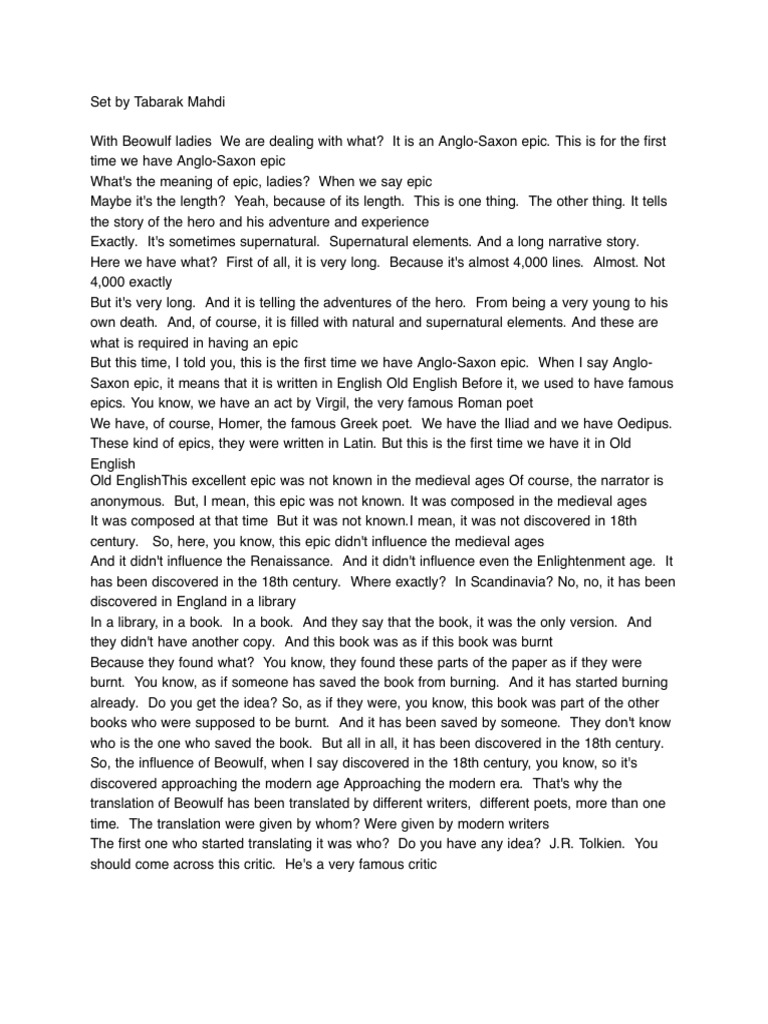 Beowulf: Anglo-Saxon Epic Unveiled | PDF | Iago | Epic Poetry