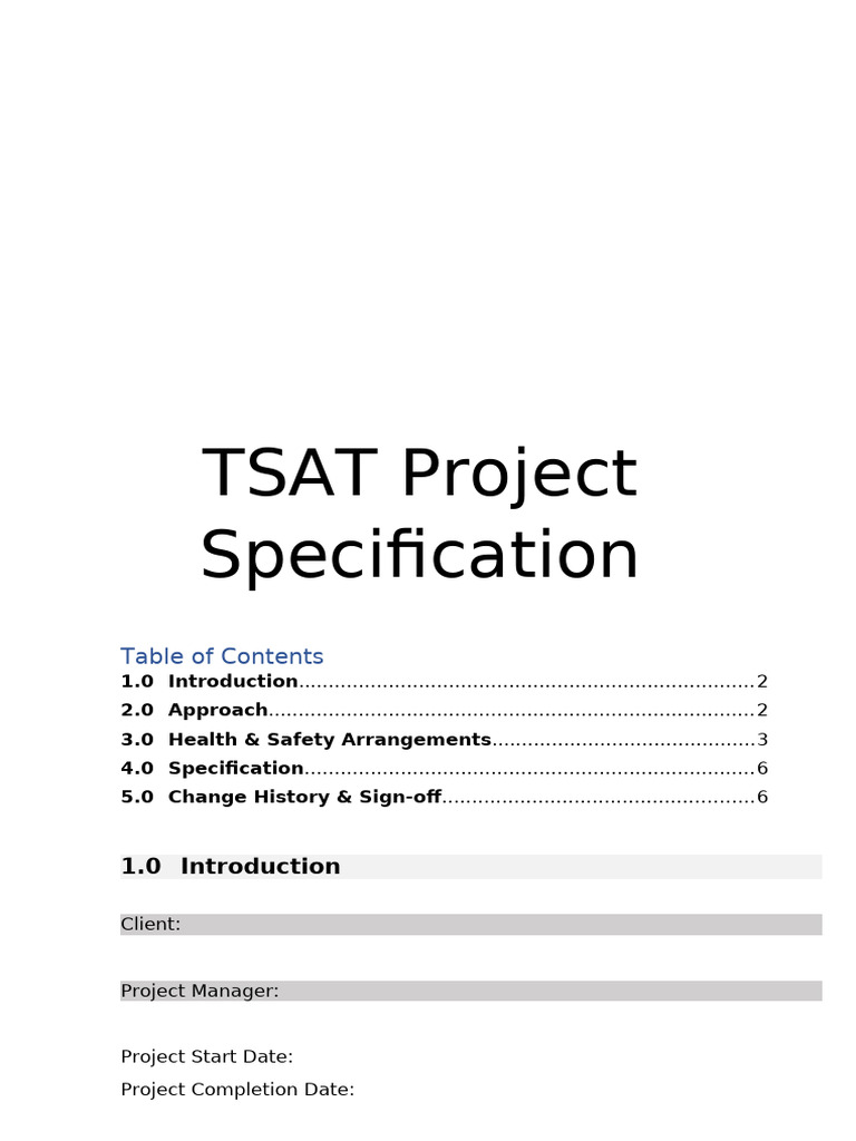 Project Specification Template | PDF | Occupational Safety And Health | Pedestrian
