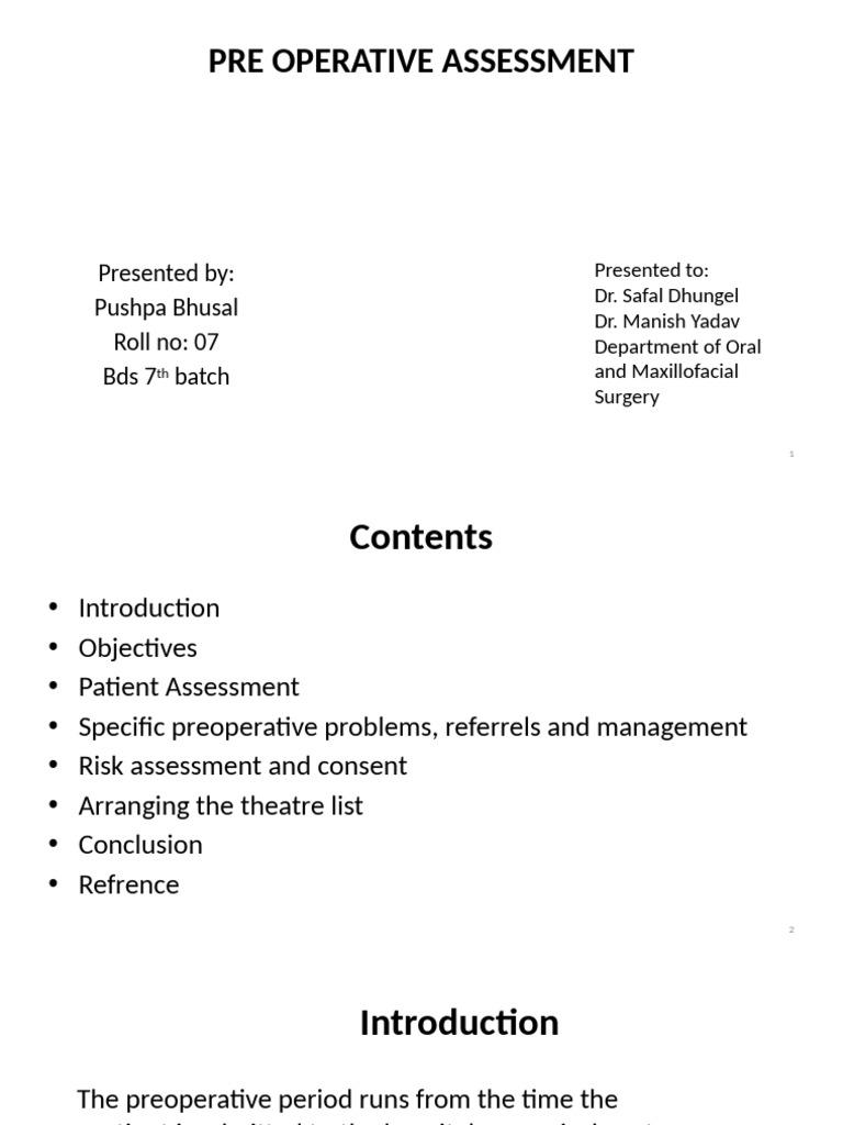 Preoperative Assessment in Oral Surgery | PDF | Cirrhosis | Anesthesia