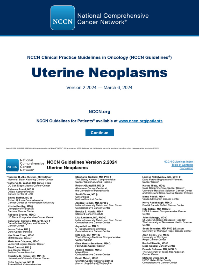 NCCN Uterine CA 2024 | PDF | Radiation Therapy | Neoplasms