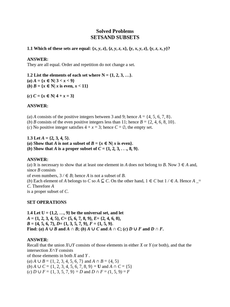 Sets Problems | PDF | Mathematics | Mathematical Concepts