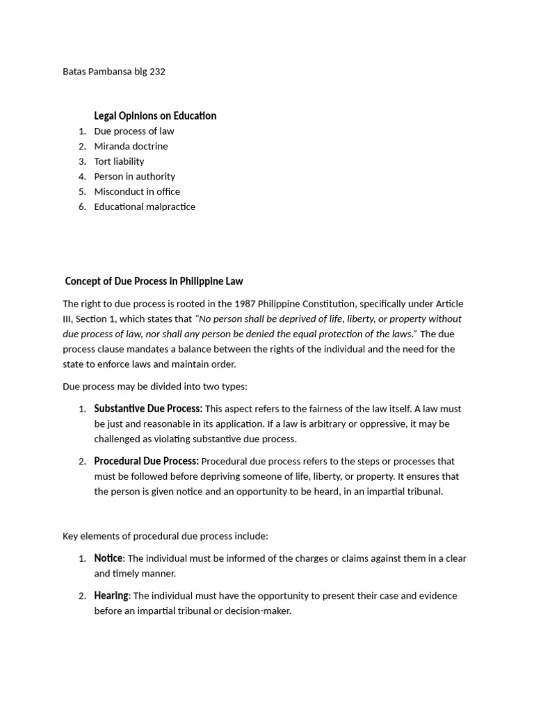Due Process in Philippine Law Explained | PDF | Lawsuit | Due Process ...