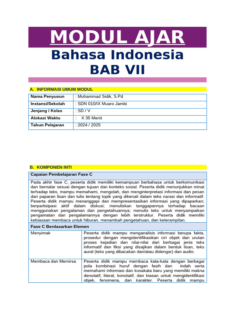 BAB 7 - MA B Indo Kls 5 (Datadikdasmen.com) | PDF