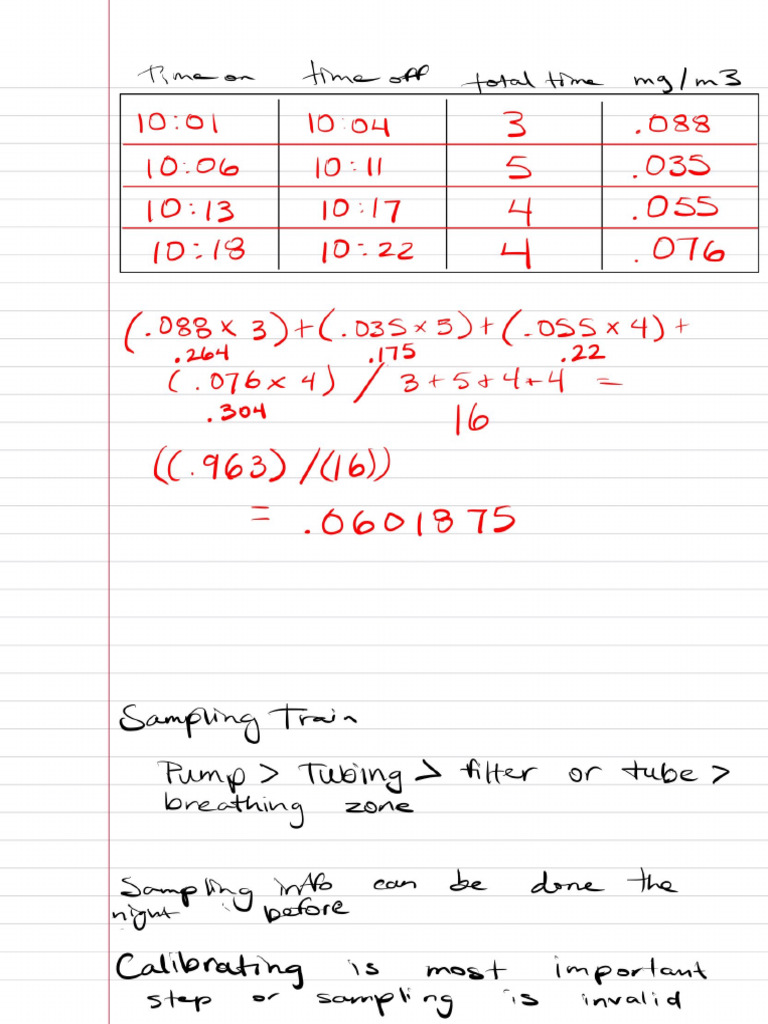 Class Notes For Into To Industrial Hygeine Calculations and Sampling ...
