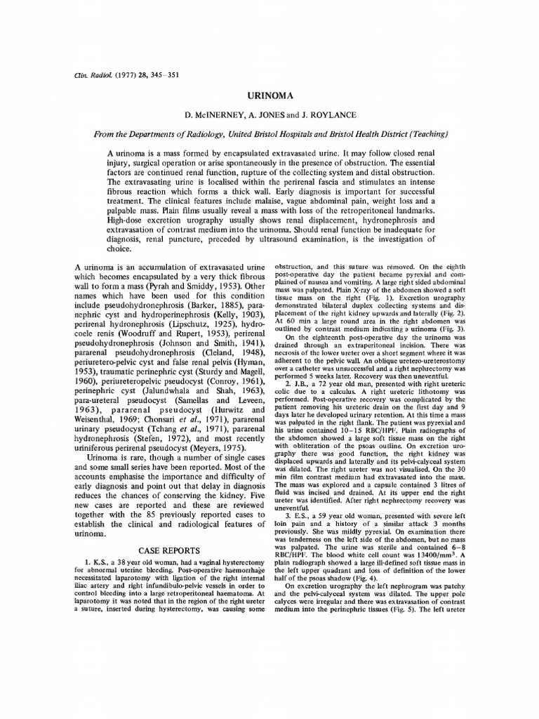 URINOMA | PDF | Kidney | Medical Specialties