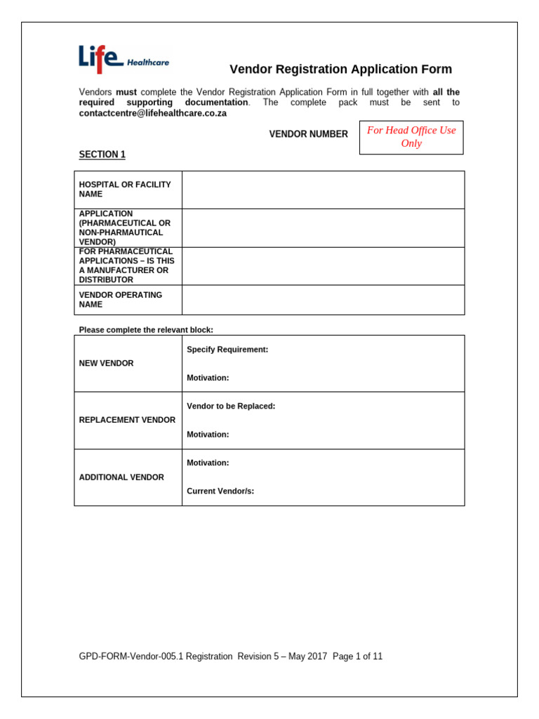 Vendor Registration Application Form | PDF | Invoice | Value Added Tax