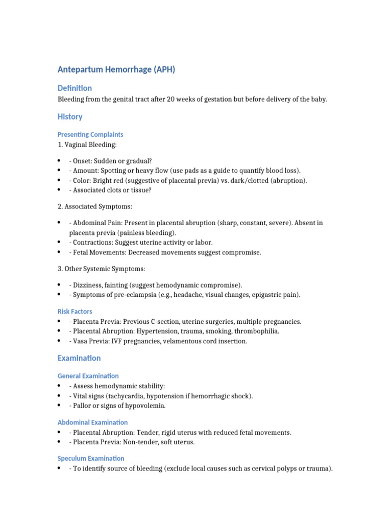 APH: Signs, Symptoms, and Management | PDF | Mammalian Pregnancy ...
