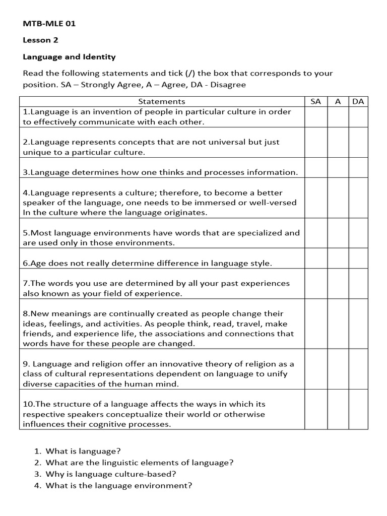 MTB-MLE Lesson 1.2 | PDF | Word | Semantics