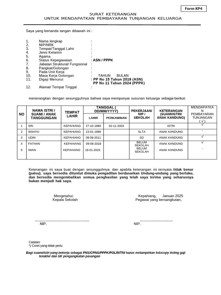 Format KP4 Terbaru | PDF