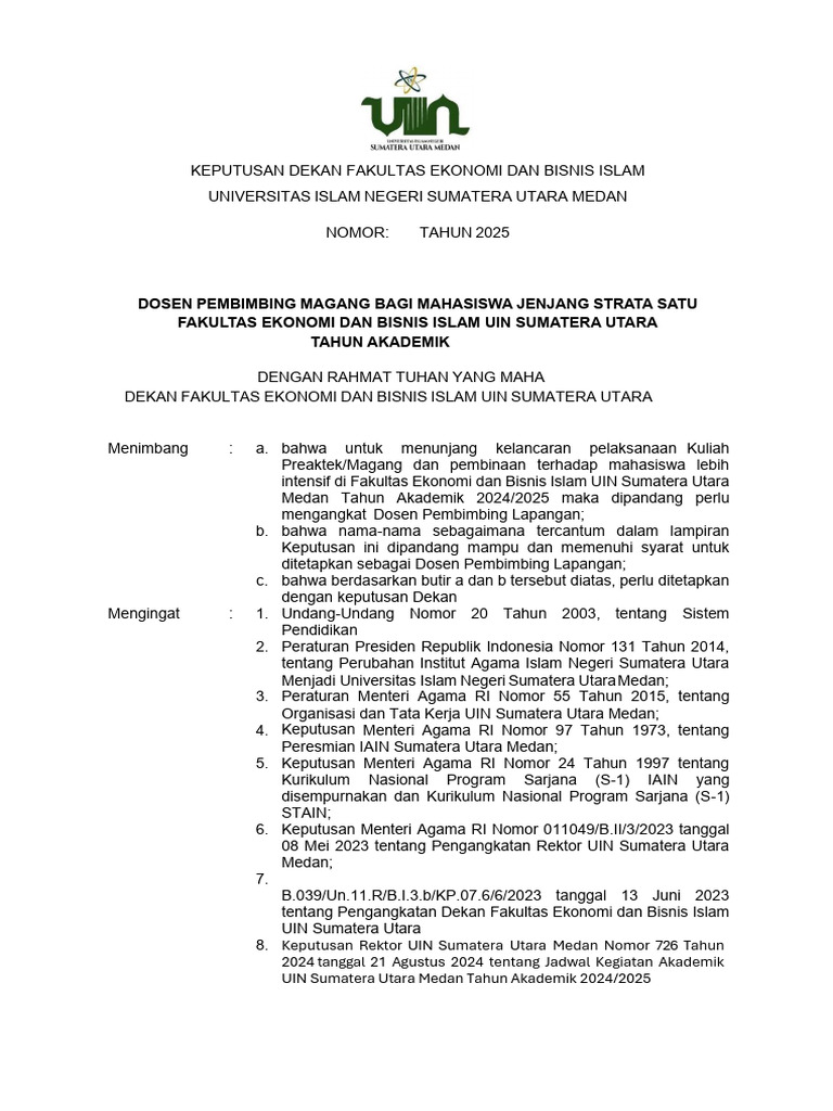 SK Pembimbing Magang Ta 2024-2025-Final | PDF