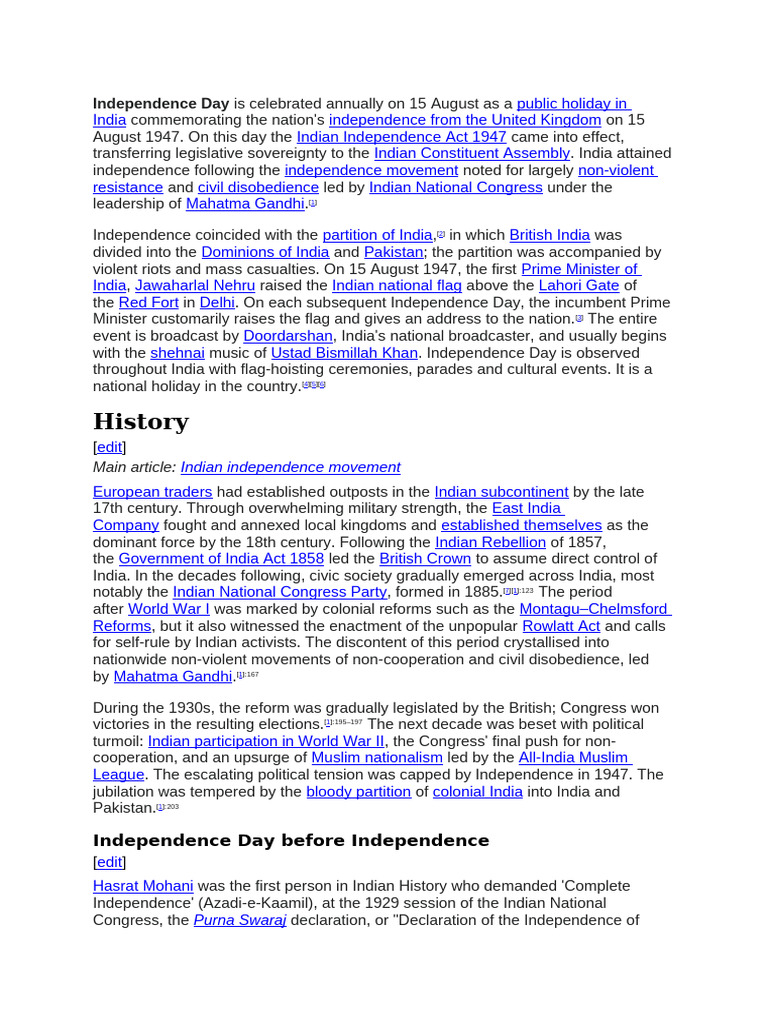 History: Independence Day | PDF | British India | Indian Nationalism