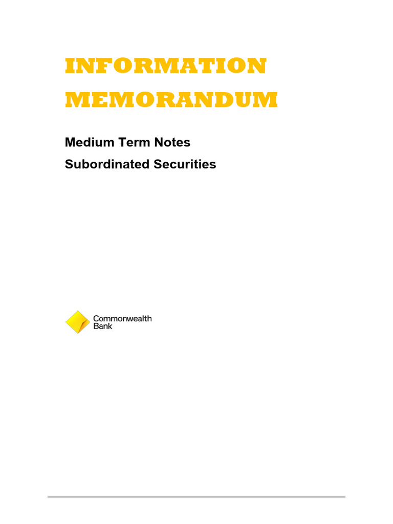 CBA_Information-Memorandum | PDF | Securities (Finance) | Taxes