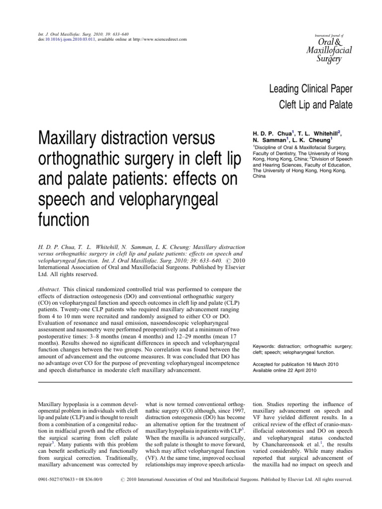 Maxillary Distraction vs. Orthognathic Surgery | PDF | Medical ...
