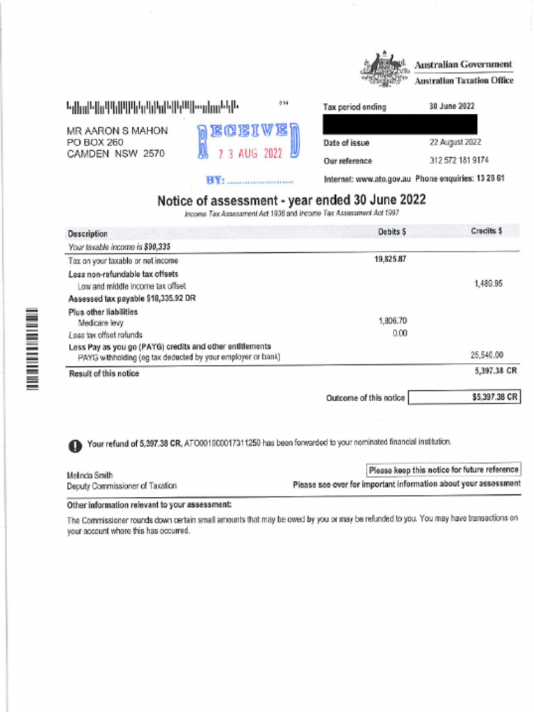 Aaron Mahon - NOA 2022 - Redacted | PDF