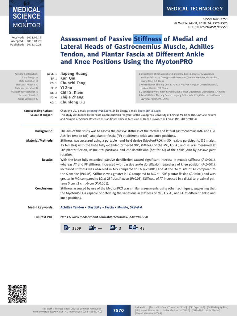Q3. Huang. Assessment of Passive Stiffness of Medial and Lateral Heads ...