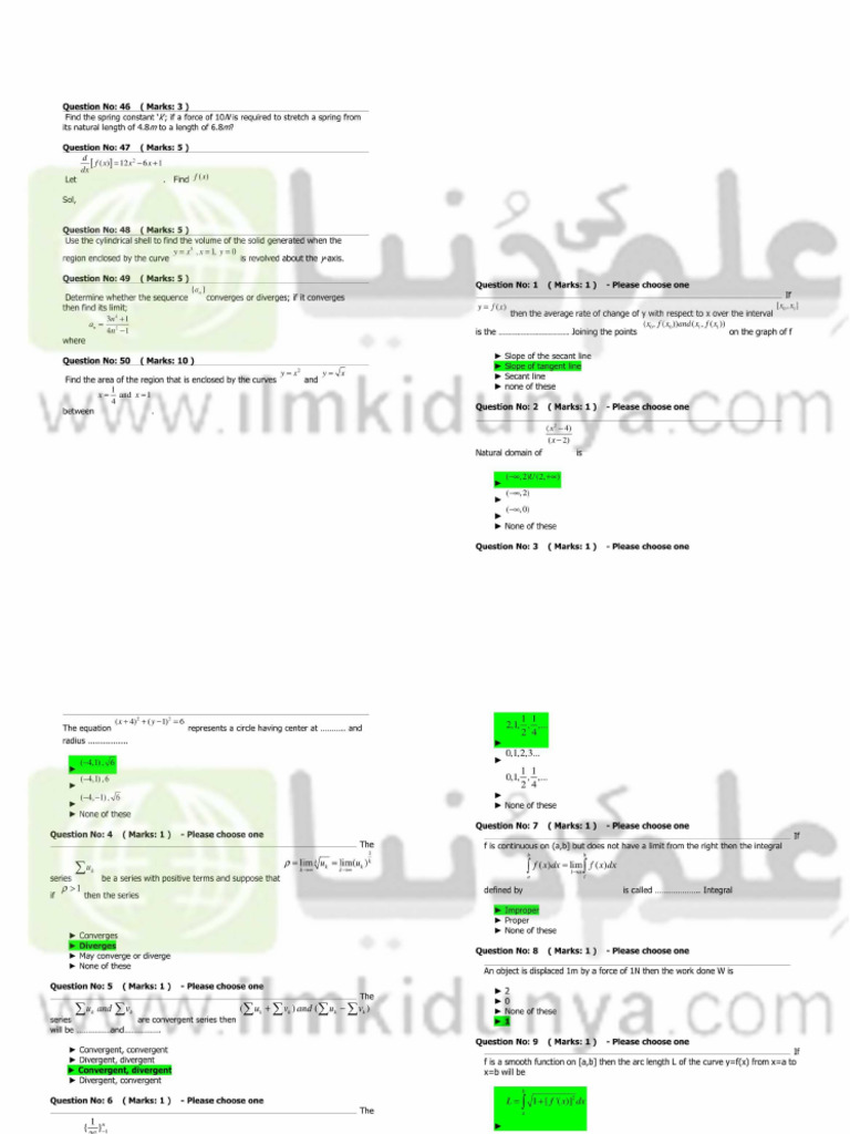 MTH101 2008 Subjective Past Papers | PDF