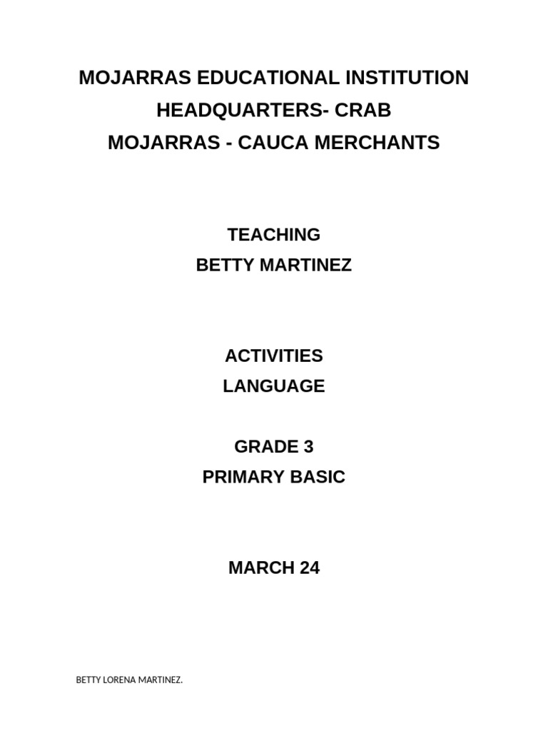 Grade 3 Language Activities Guide | PDF