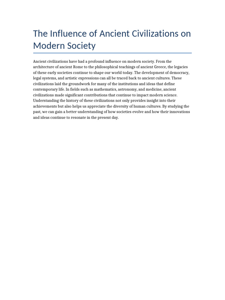 Paragraph 8 The Influence of Ancient Civilizations On Modern Society | PDF