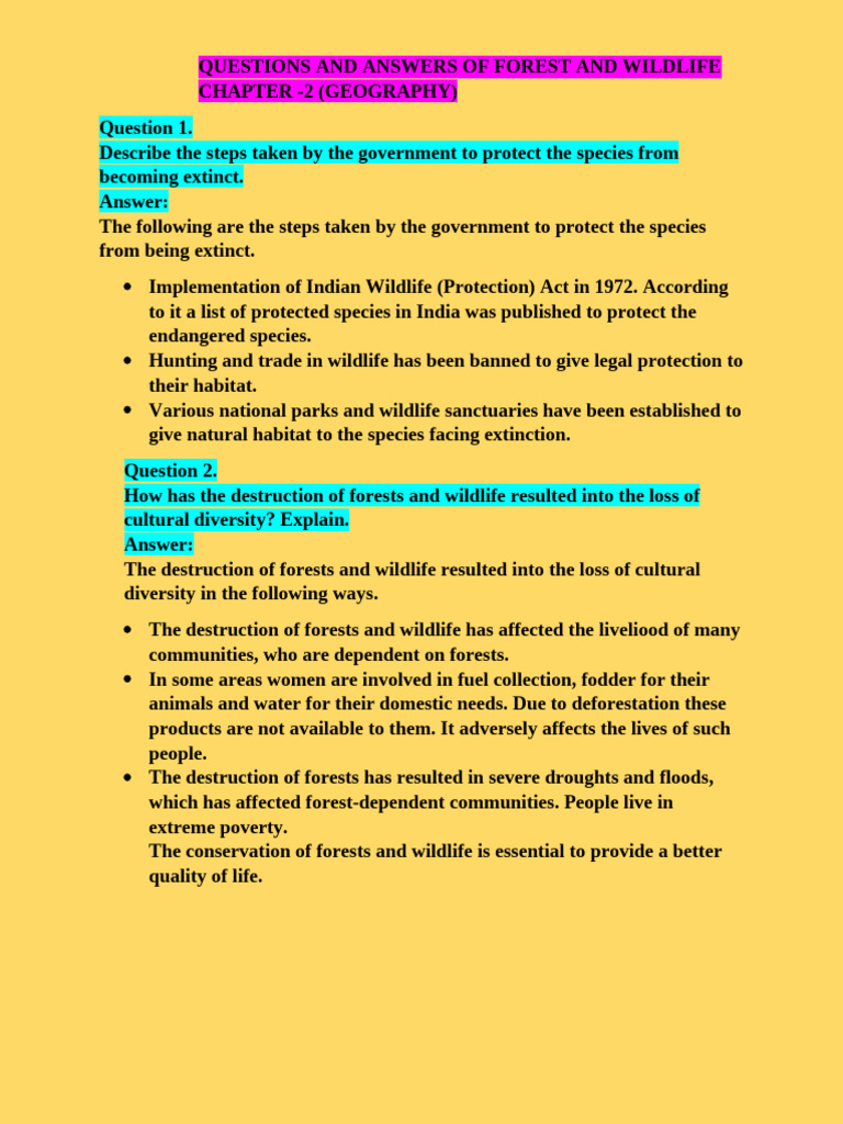 Forest and Wildlife Conservation Strategies | PDF | Deforestation ...
