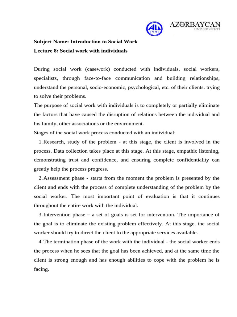 Social Work Casework with Individuals | PDF