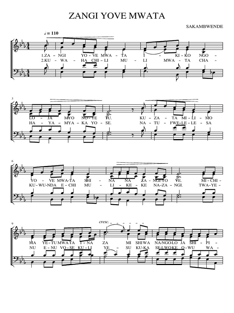 Zangi Yove Mwata Sheet Music | PDF