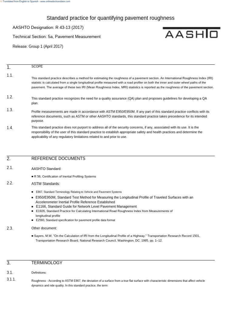 AASHTO R - 43 PP37 SPANISH | PDF