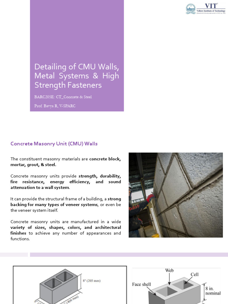 Detailing of CMU, Metal Systems | PDF | Masonry | Screw