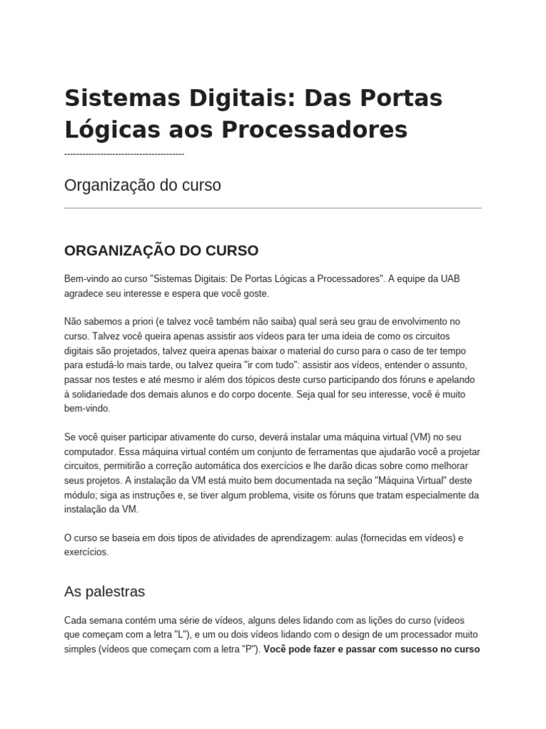 Sistemas Digitais: Dos Portas Lógicas Aos Processadores | PDF | Unidade central de processamento ...