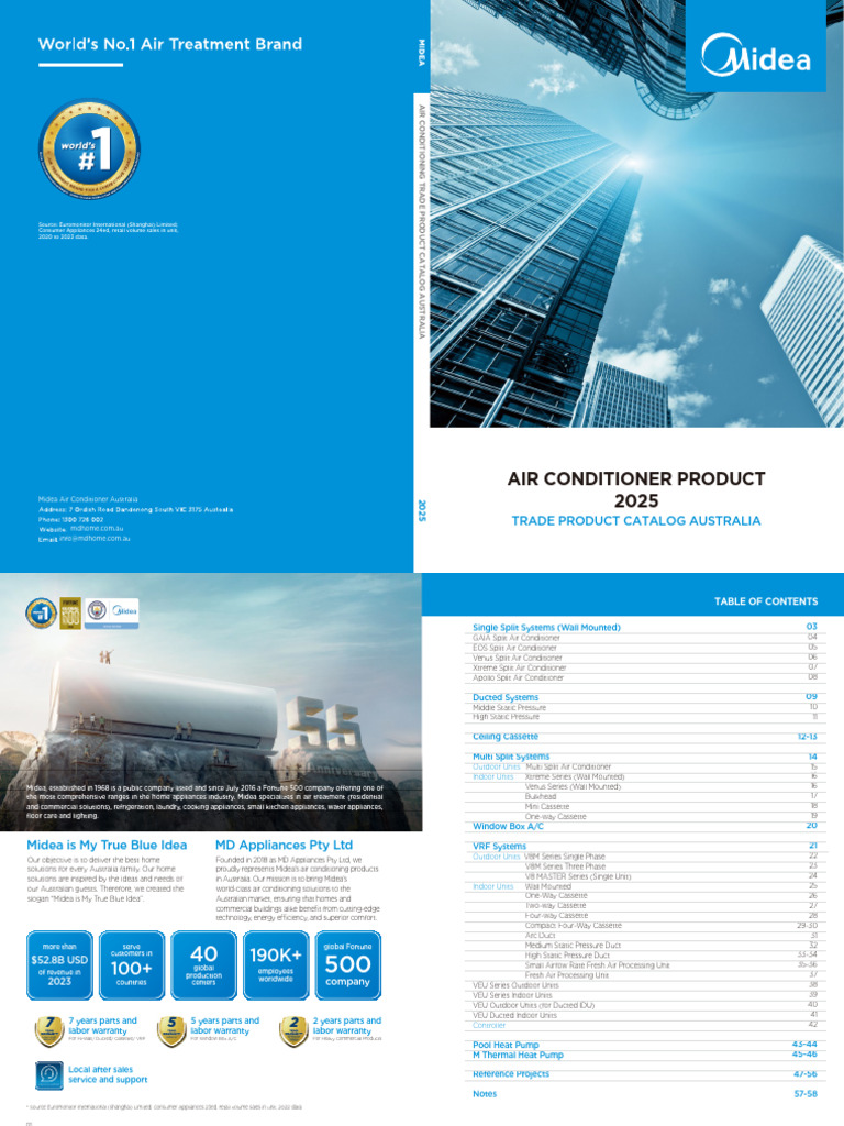 Midea Air Conditioning Catalogue 2025 | PDF | Air Conditioning | Heat