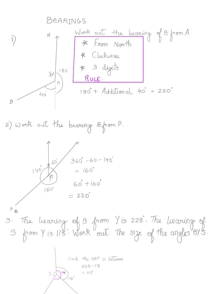 Bearings and Triangle Area Calculations | PDF | Elementary Geometry ...