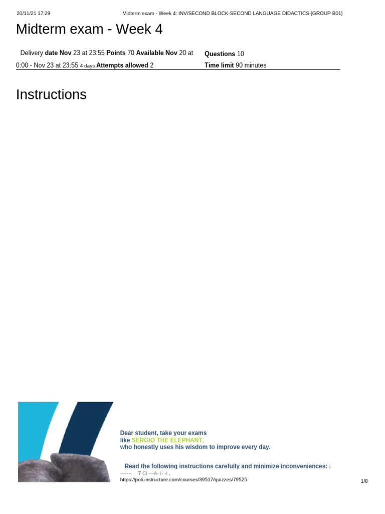 Midterm Exam - Week 4 - Inv - Second Block-Didactics of The Second ...