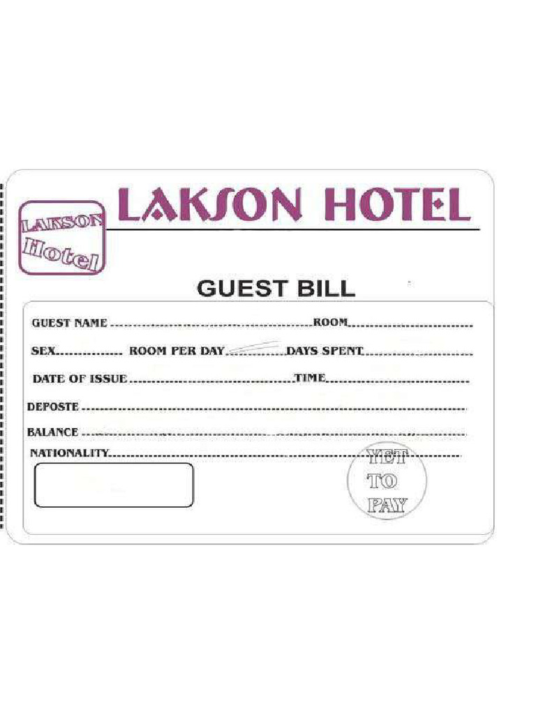 7+ Free Hotel Bill Formats - Word Excel PDF Formats | PDF
