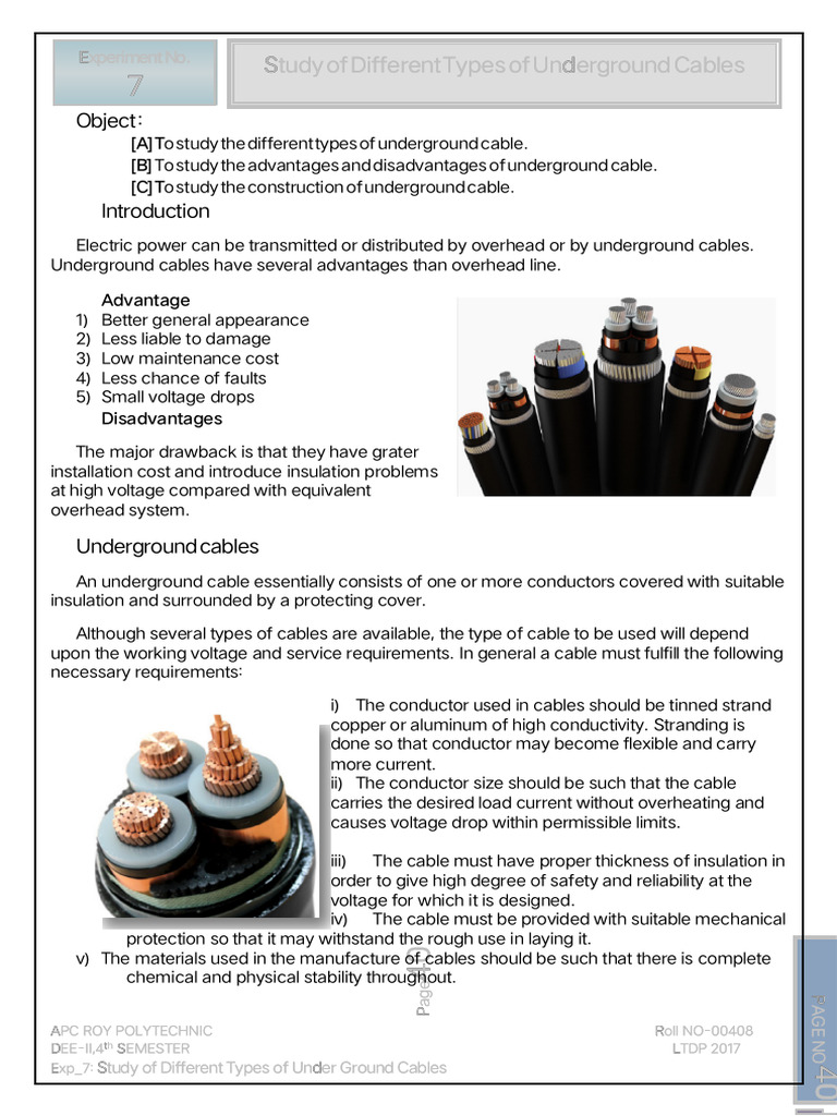Types and Benefits of Underground Cables | PDF | Insulator (Electricity) | Vacuum
