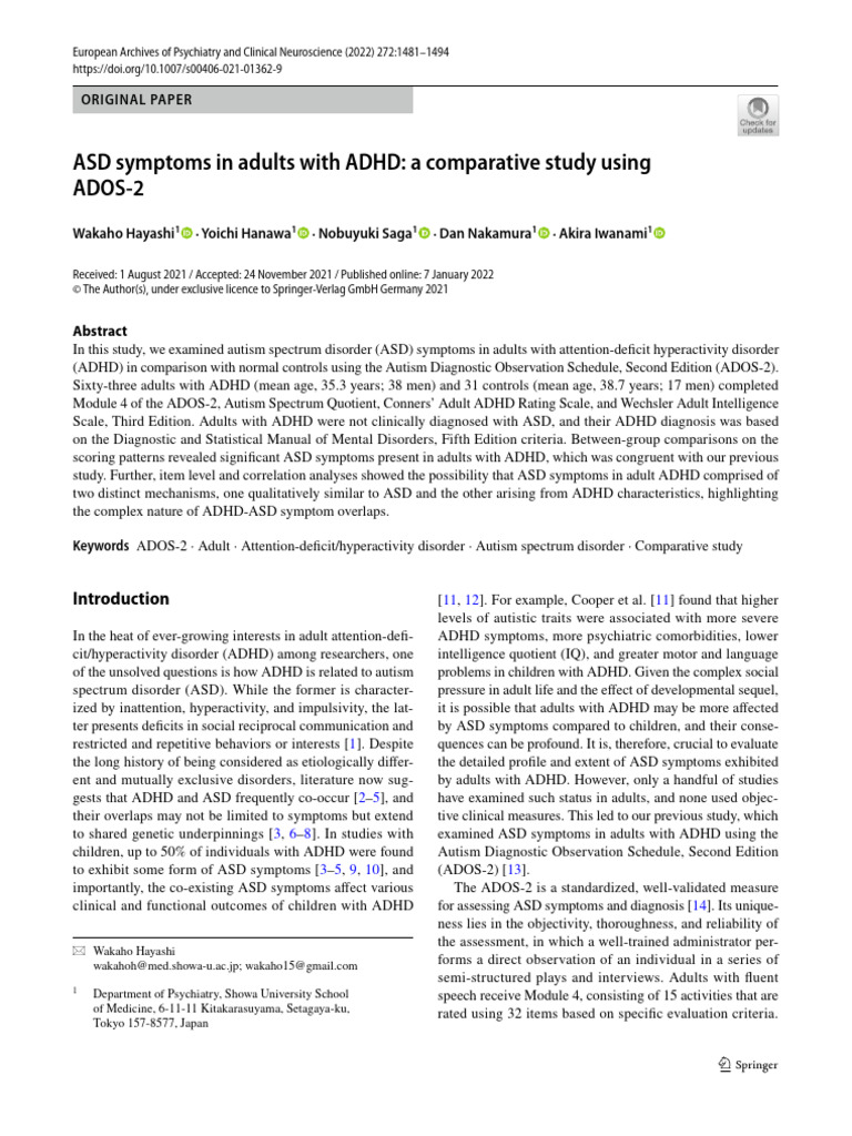 Hayashi Et Al., 2022 | PDF | Attention Deficit Hyperactivity Disorder | Autism