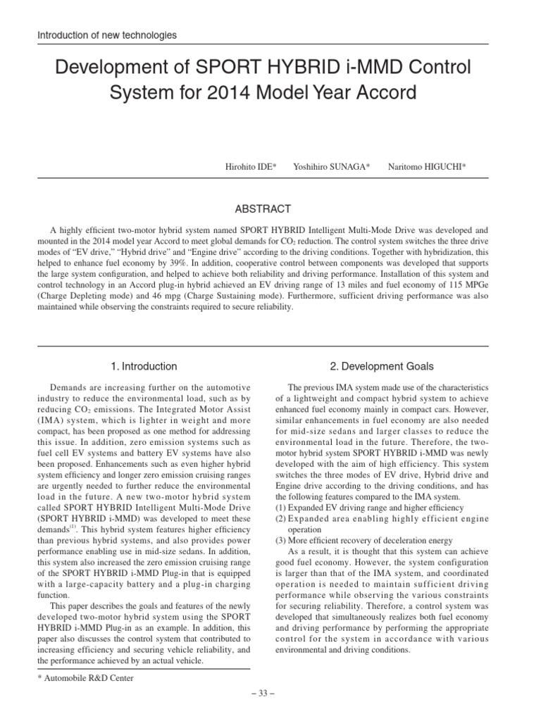 Honda Accord Hybrid Control Strategy | PDF | Hybrid Vehicle | Electric Vehicle
