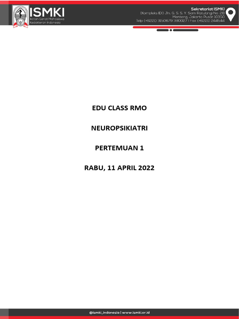 Edu Class Rmo Neuropsikiatri Pertemuan 1 RABU, 11 APRIL 2022 | PDF