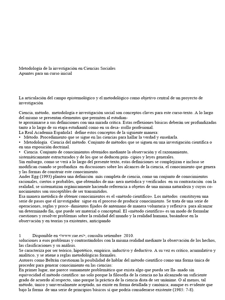 Metodologia de La Investigacion en Ciencias Sociales | PDF | Conocimiento | Teoría
