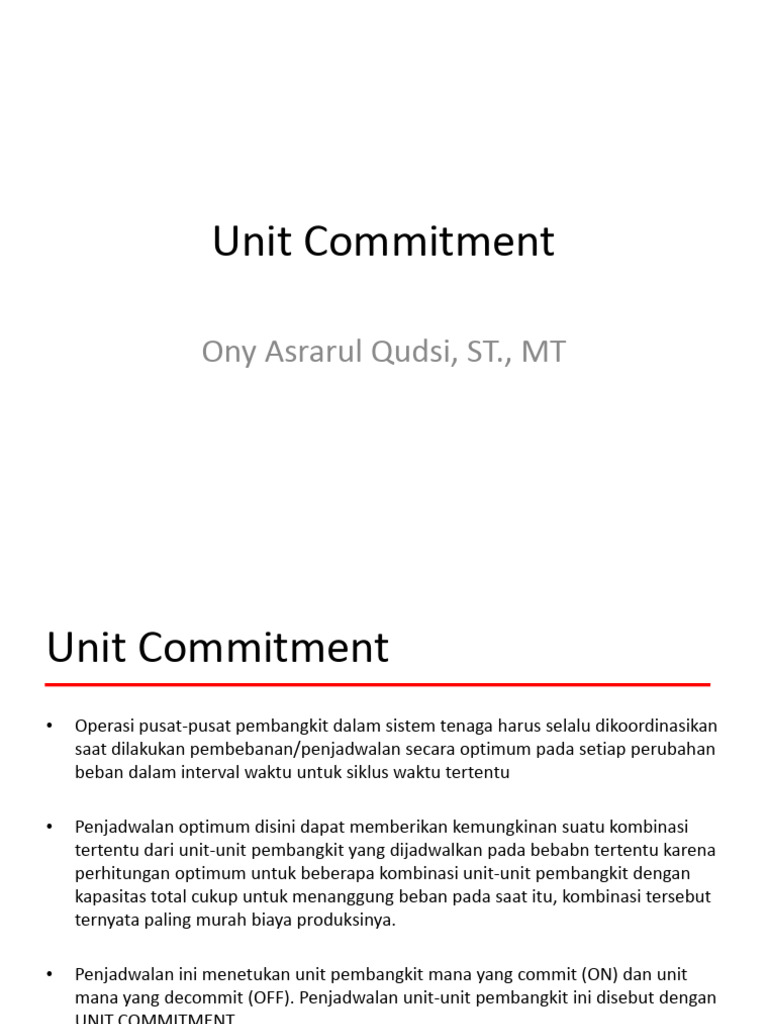 Unit Commitment | PDF