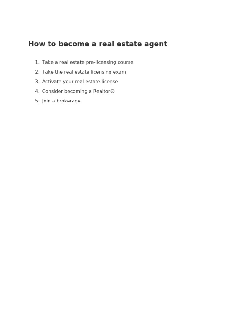 Steps to Become a Real Estate Agent | PDF