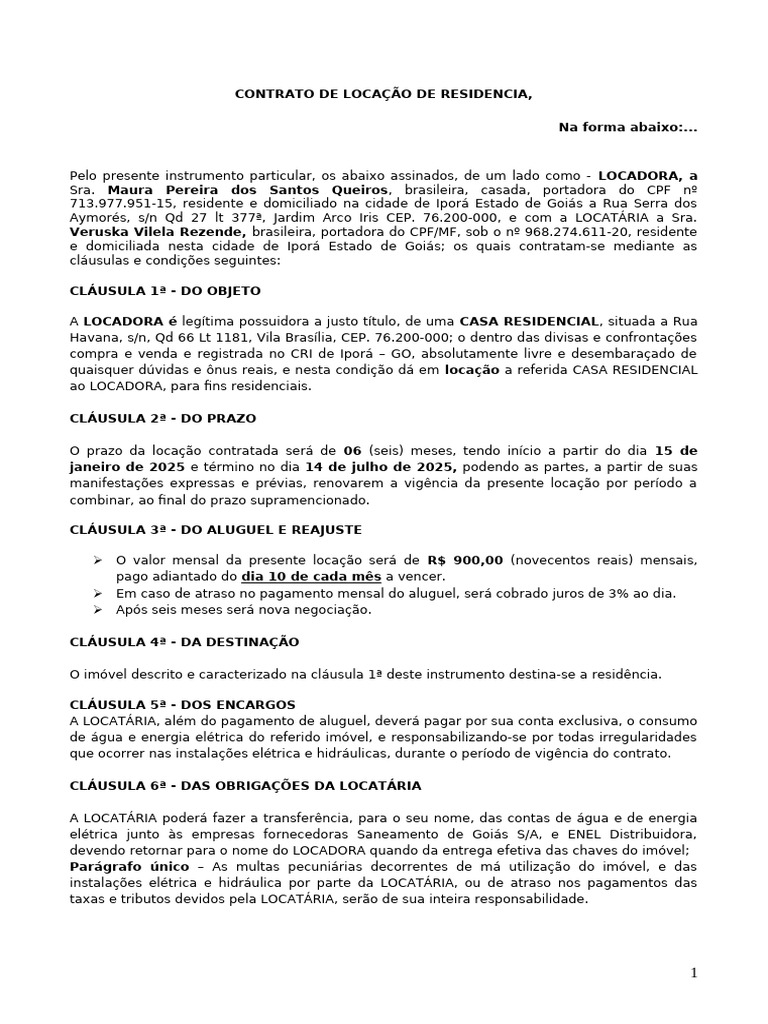 Contrato de Locação Maura[1] | PDF | Aluguel | Indenização