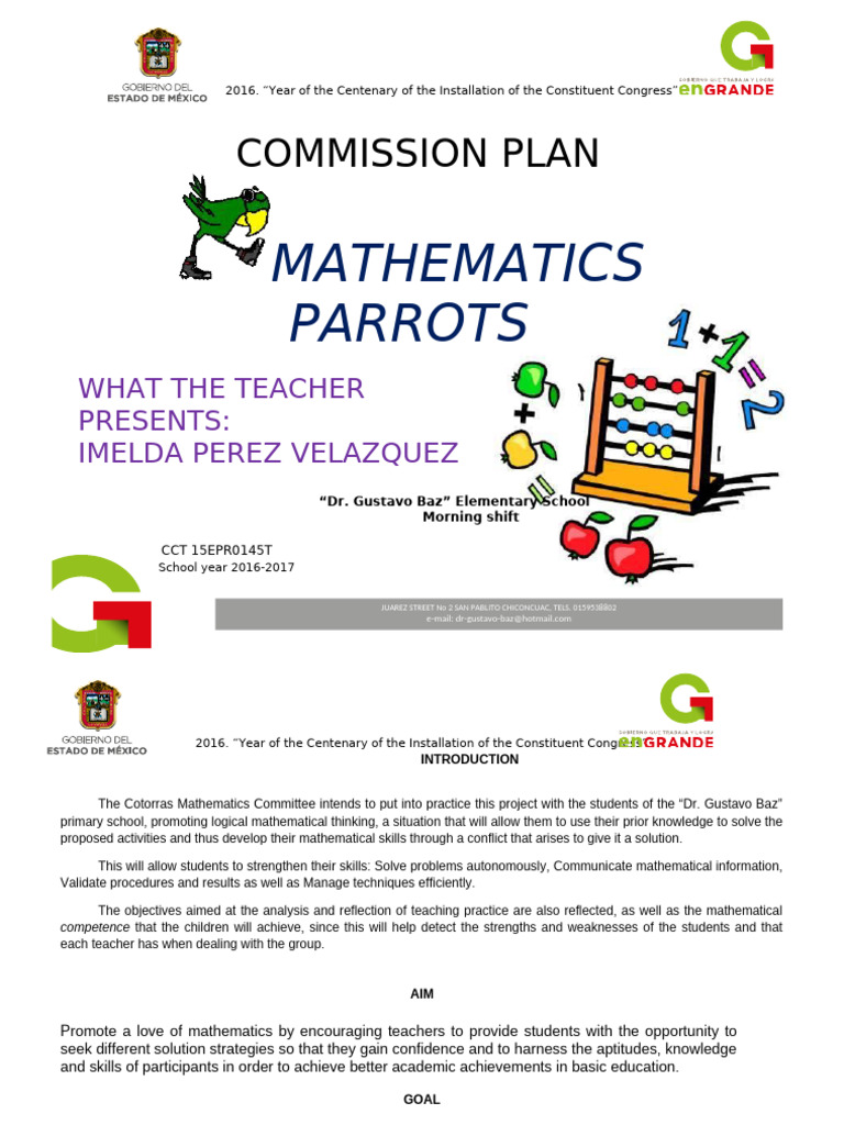 Mathematics Commission Plan for Cotorra | PDF | Mathematics | Knowledge