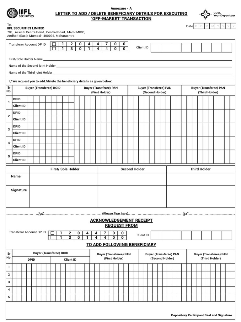 Annexure - CDSL (3) | PDF | Settlement (Finance) | Finance & Money ...