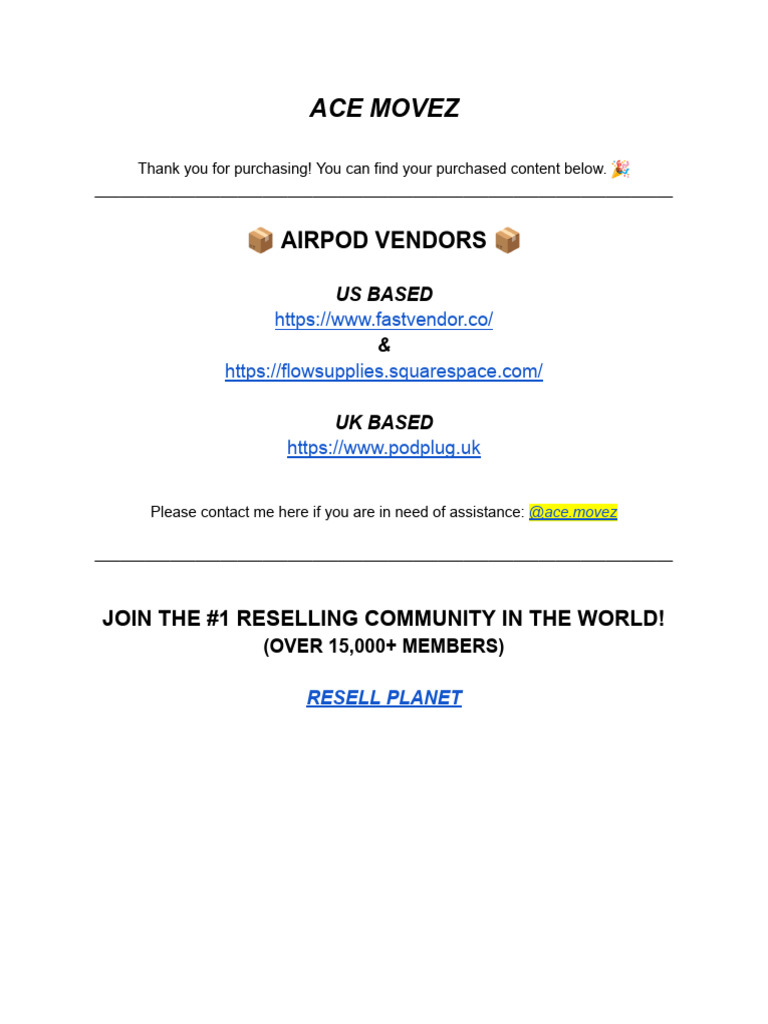 Airpod Vendors - Ace - Movez | PDF