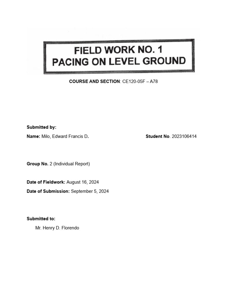 MILO - FW1-Pacing On Level Ground | PDF | Accuracy And Precision ...