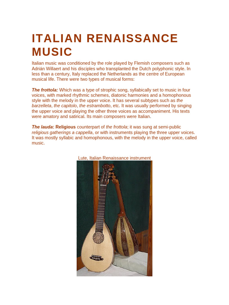 14-Italian Renaissance Music | PDF | Choir | Renaissance