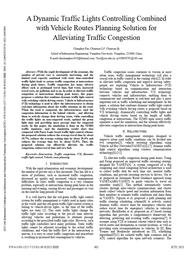 A Dynamic Traffic Lights Controlling Combined With Vehicle Routes ...