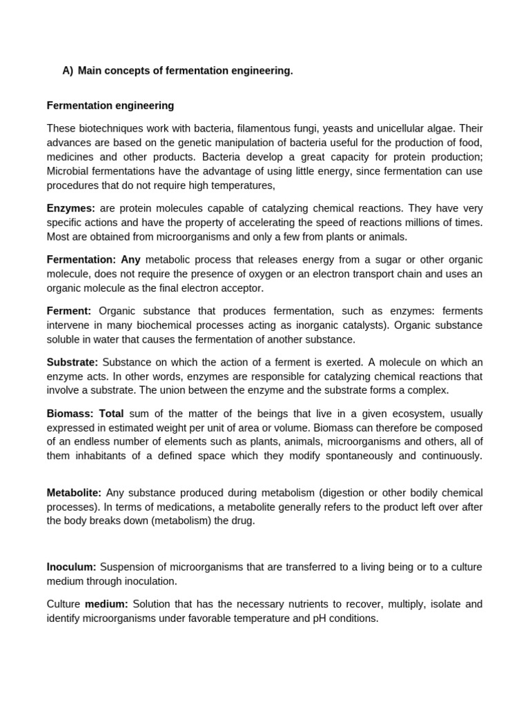 Fermentation Engineering Basics | PDF | Fermentation | Enzyme